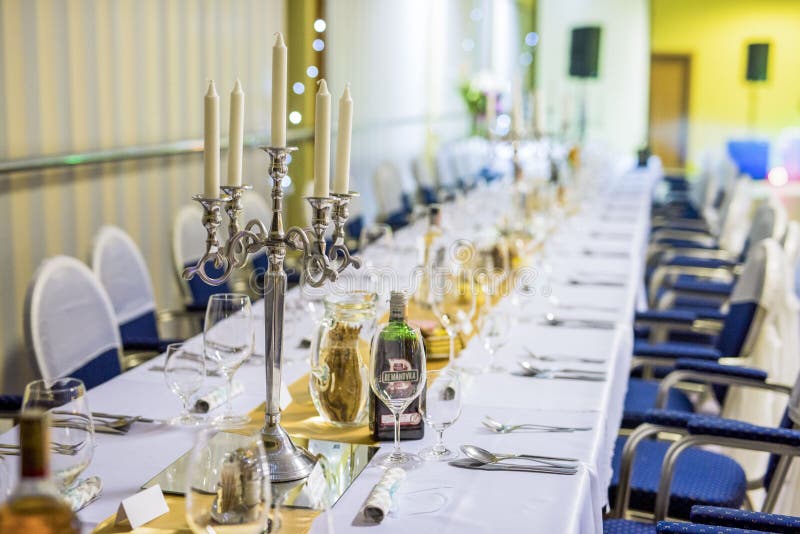 Close Up Detail of Served Table. Wedding Table Set for Dinner. Stock ...