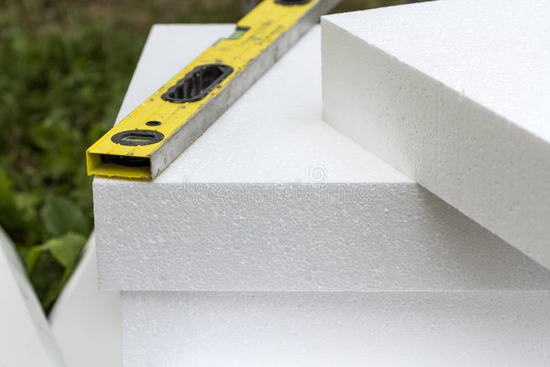 Close-up Detail of Stack of White Rigid Polyurethane Foam Sheets for ...
