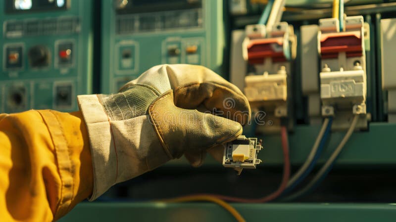 Close Up Detail Technician Fixing Electrical Fuse Control Panel Stock ...