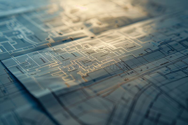 CloseUp of a Detailed Blueprint Stock Illustration - Illustration of ...