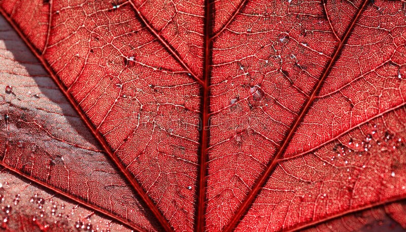 Close Up of Detailed Cellular Texture and Vein Structure in a Red Maple ...