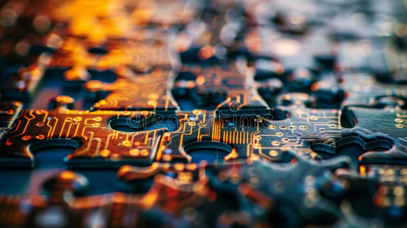 Close Up of Detailed Circuit Pattern Puzzle Pieces Symbolizing ...