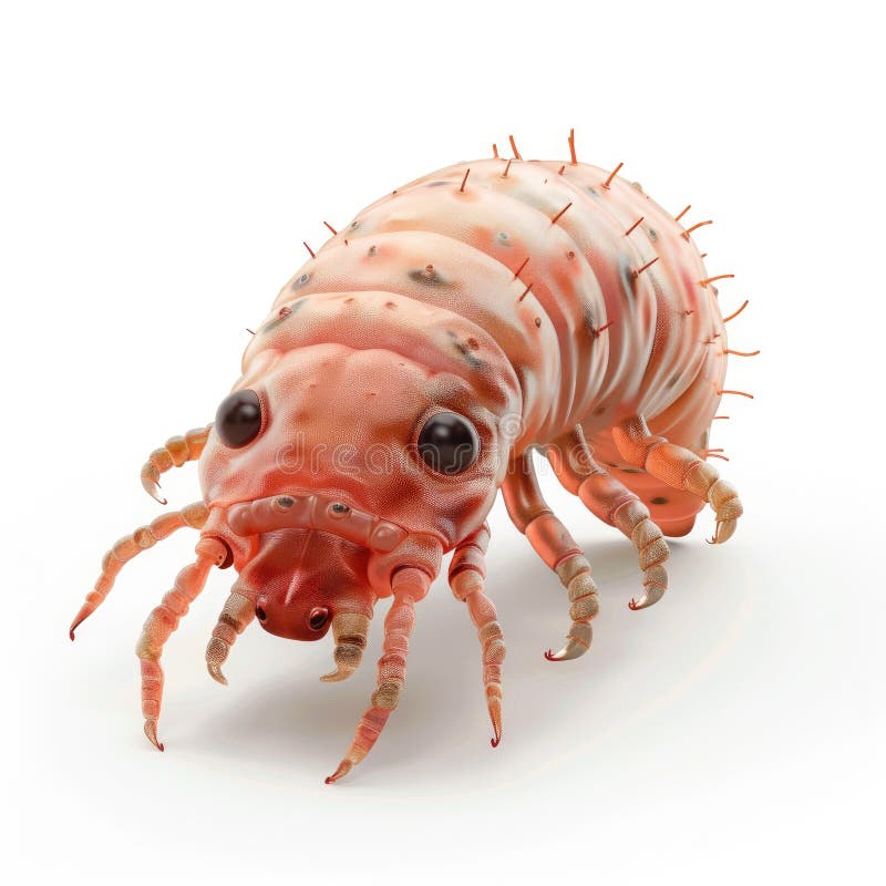 Close-up of a Detailed 3D Rendered Mite Crawling on White Background ...