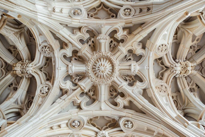 A Close Up of the Detailed Geometric Patterns Adorning the Ceiling of a ...