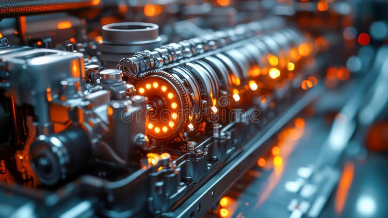 Close-up of a Detailed, High-performance Car Engine with Reflective ...