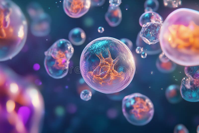 Close Up Detailed Illustration of Exosomes in a Cellular Environment ...