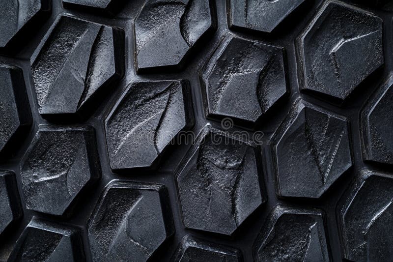 Deep Black Tire Tread Hexagonal Pattern Rugged Texture Stock ...