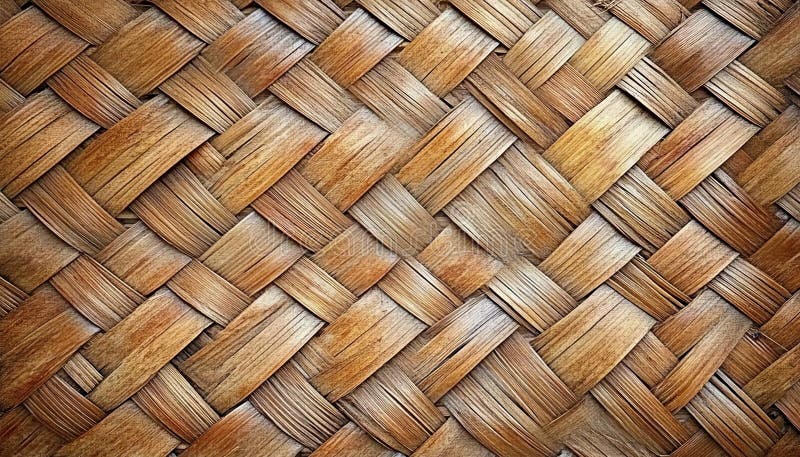 Close Up of Detailed Interwoven Rattan Texture, Natural Wicker Weaving ...