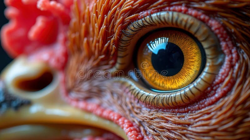 Close-up of Detailed Rooster Eye with Vibrant Colors and Textures Stock ...