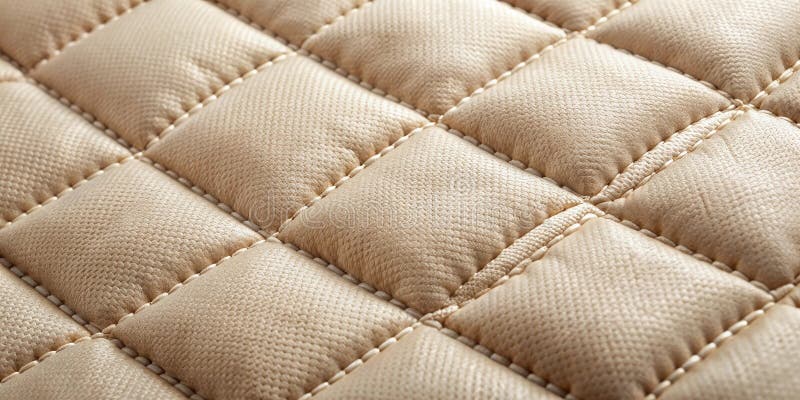 Close-up Detailed View of Beige Quilted Leather Texture with Precise ...