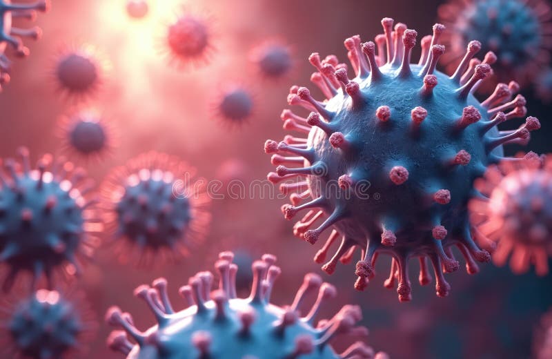 Close-up, Detailed View of Coronavirus Particles. Microscopic Image ...