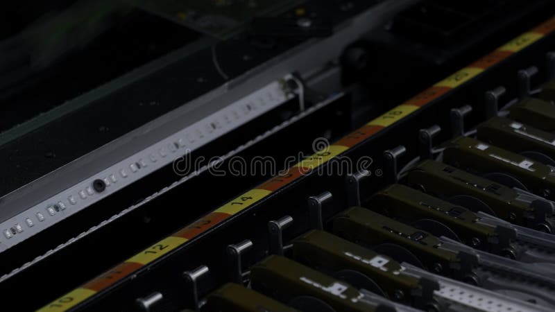 Close Up of Details of Automatic SMD Pick and Place Machine during Work ...