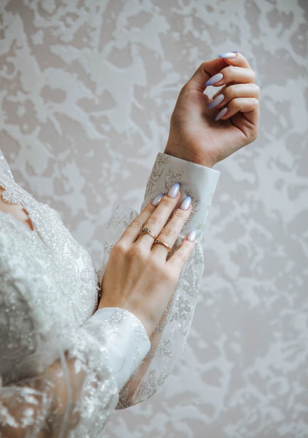 Close-up Details of the Bride`s White Dress Stock Image - Image of ...