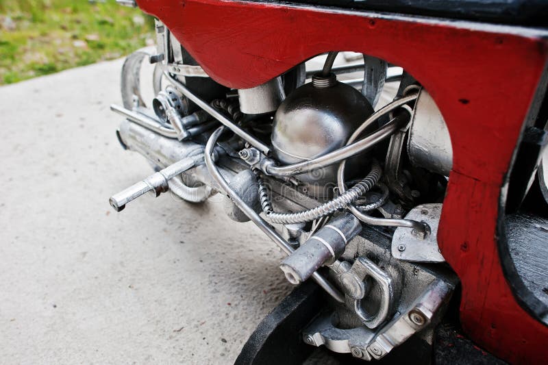 Close Up Details of Handmade Motor Engine at Motorcycle Stock Image ...