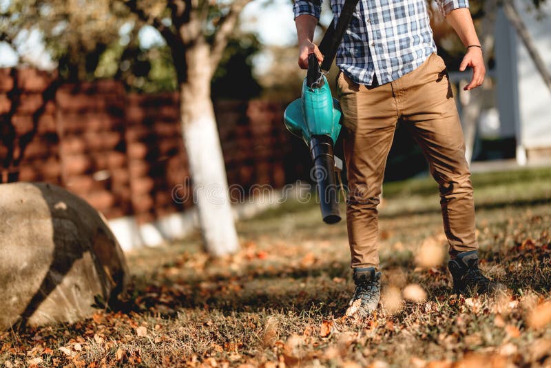 Details of Man Using Garden Blower Stock Image - Image of agriculture ...