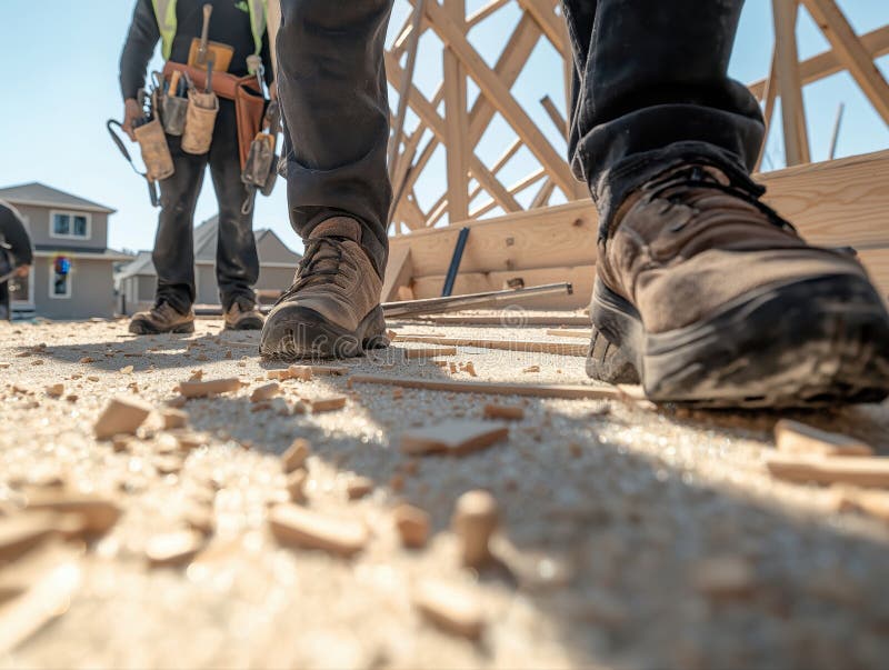 Close-up Details of Master Craftsman Working at Construction Site Stock ...