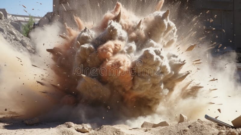 Close Up of a Detonator Blast on the Construction Site. Generative Ai ...