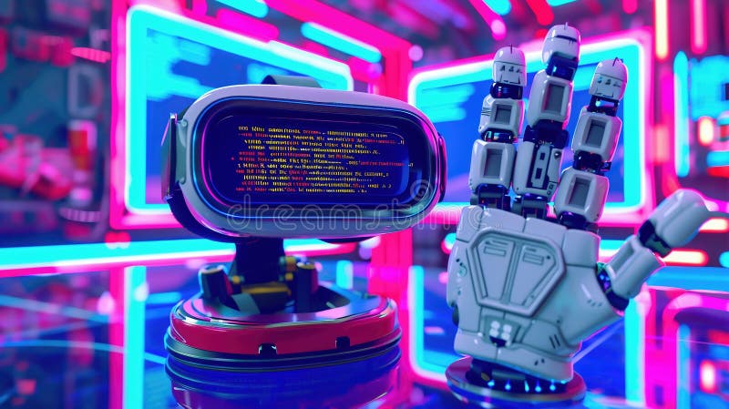 Close-up of a Developer S Desk with a Multi-monitor Setup, Vibrant Code ...