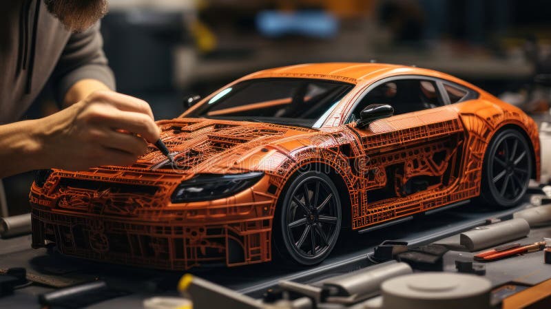 Close-up of a Development Engineer Modeler Designer Man Working on a ...