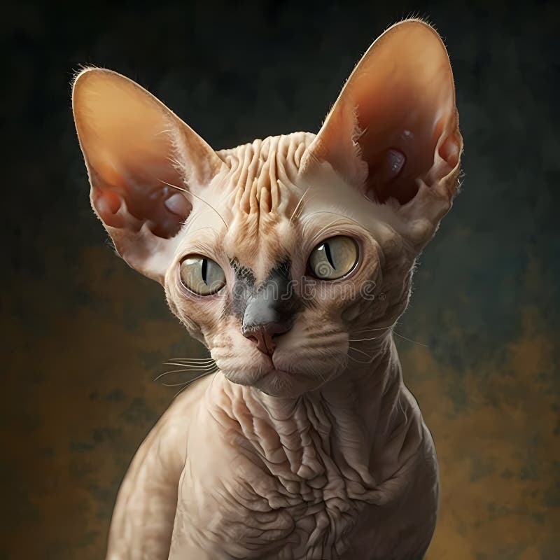 Close Up Devon Rex Cat. Generative AI Stock Illustration - Illustration ...