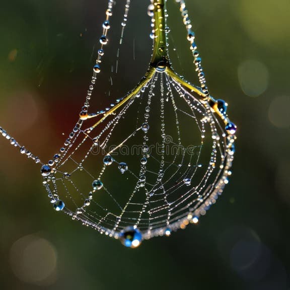 A Close-up of a Dewdrop on a Spiderweb, with Sunlight Creating a Rainbow Effect. by Deepseek ...