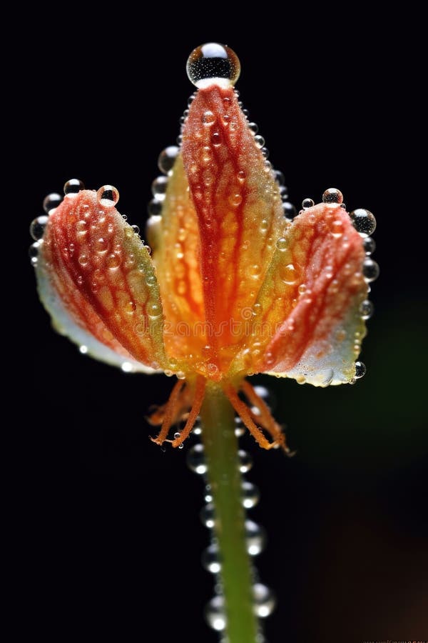 Close-up of Dewdrops on a Budding Flower Stock Illustration ...