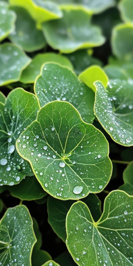 Close Up of Dewy Leaves Capturing Natures Fresh Beauty Stock ...