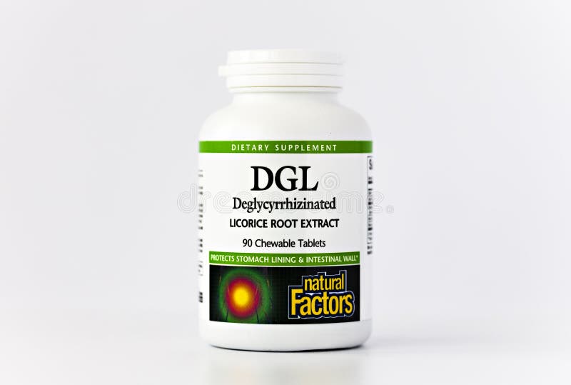Close-up of DGL Licorice Root Extract Jar. Dietary Concept Editorial ...