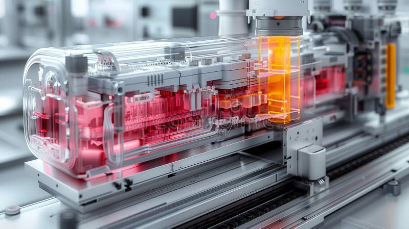 Cross-Section Diagram of a Transparent Machine Component in a Factory ...