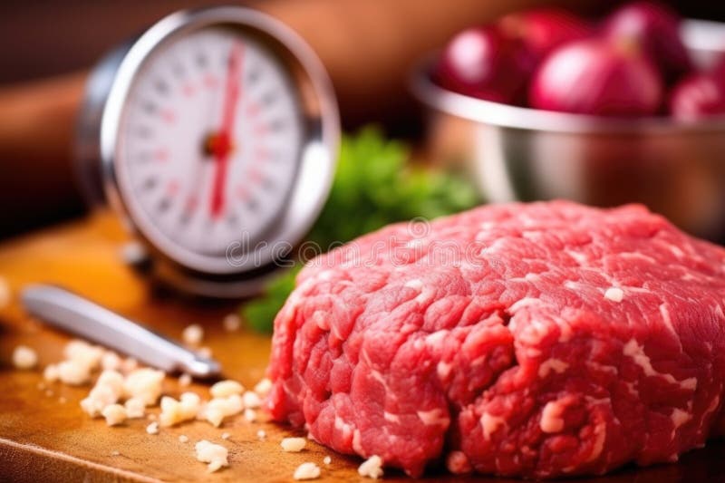 Close-up of a Dial Thermometer in a Beef Patty Stock Image - Image of ...