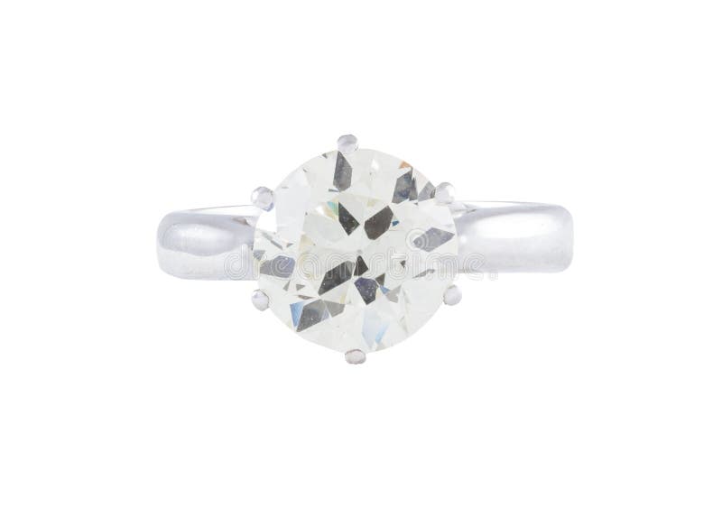 Close-up of a Diamond Engagement Ring with a Silver Band on a White ...