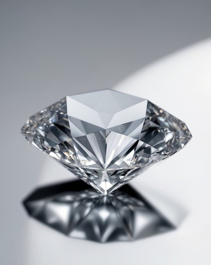A Close Up of a Diamond on a Reflective Surface Stock Photo - Image of ...