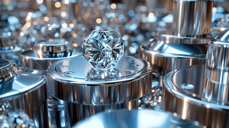 A Close Up of a Diamond Sitting on Top of Some Metal Objects, AI Stock ...