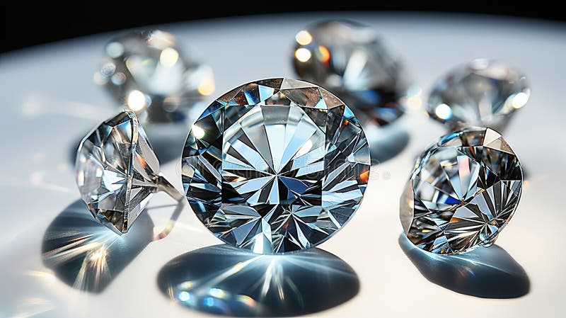 Diamond Stones of Different Cuts and Sizes on Light Background with ...