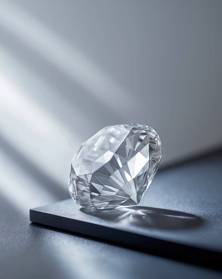 A Close Up of a Diamond on a Table with a Light Shining on it. Stock ...