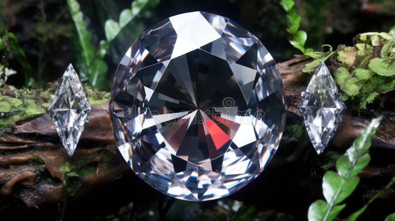 A Close Up of a Diamond on a Tree Branch, AI Stock Illustration ...
