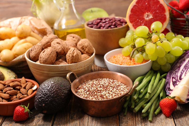 Diet food selection stock photo. Image of almond, composition - 103478576