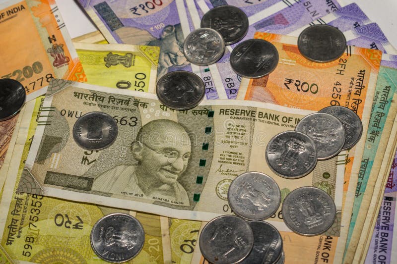 Close Up of Different Banknotes and Coins Stock Image - Image of ...
