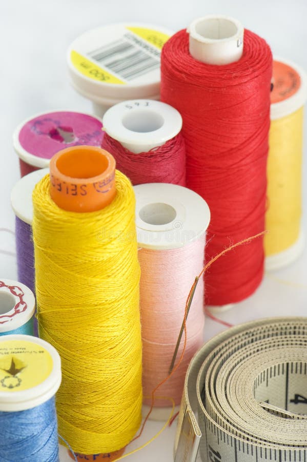 Close Up of Different Colors of Thread and Meter. Stock Image - Image ...