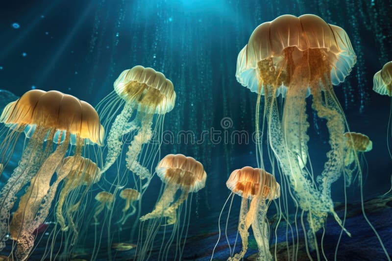 Close-up of Different Jellyfish Species during Migration Stock ...