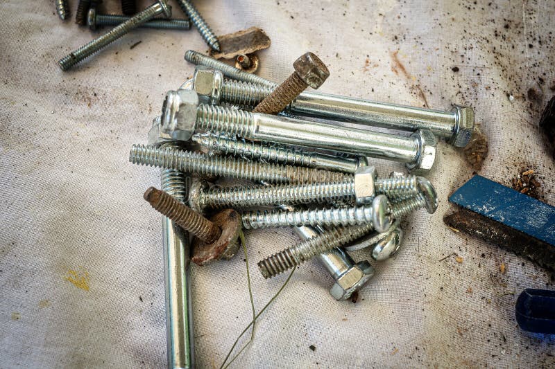 Nuts Bolts Srews and Different Hardware on a Sheet Stock Image - Image ...