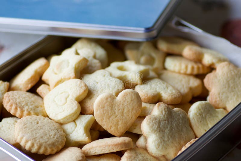 Close Up of Biscuits in a Metal Box Stock Photo - Image of biscuits ...