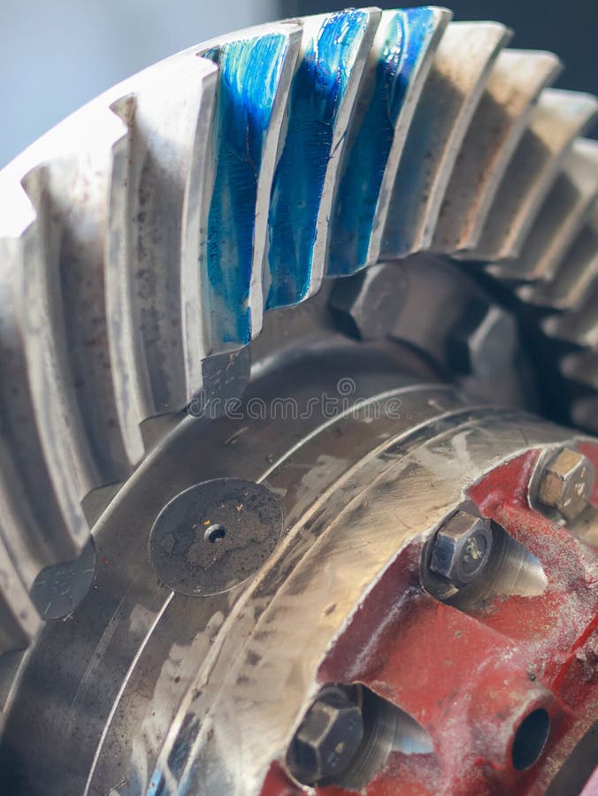 A Close-up of a Differential Gear with Blue Marking Compound or Prussian Blue Stock Photo ...