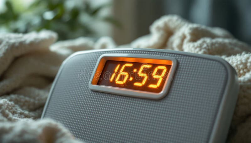 Close-up of Digital Alarm Clock Displaying 16:59 Stock Photo - Image of ...