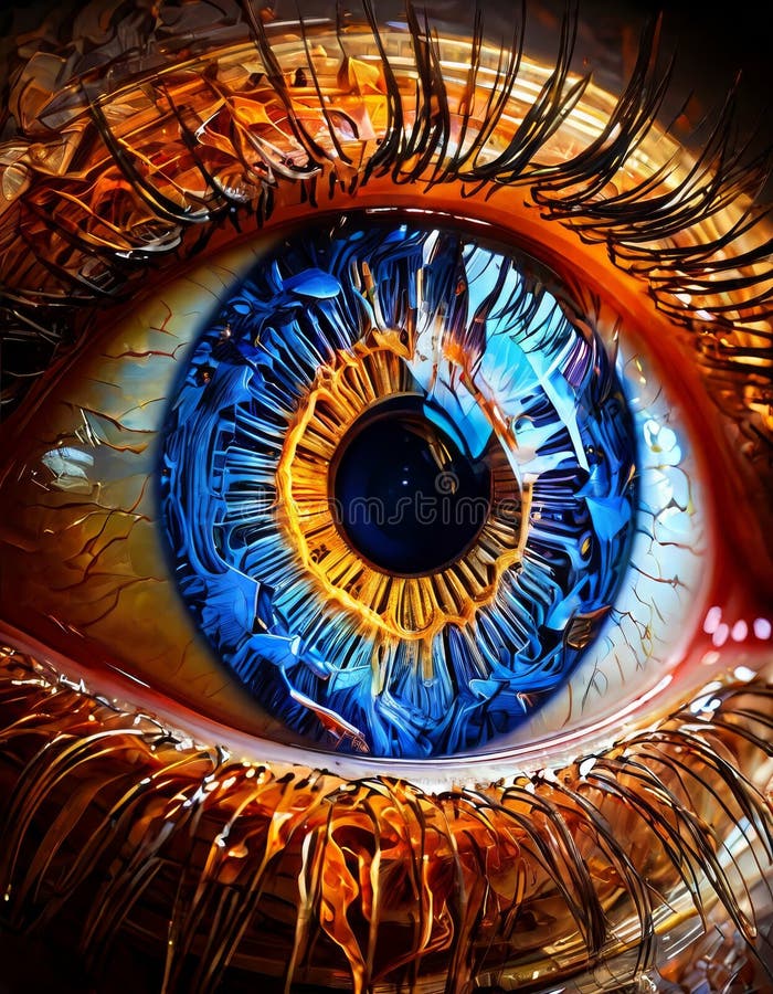 Close-up Digital Art of a Human Eye with Vibrant Iris Design Stock ...