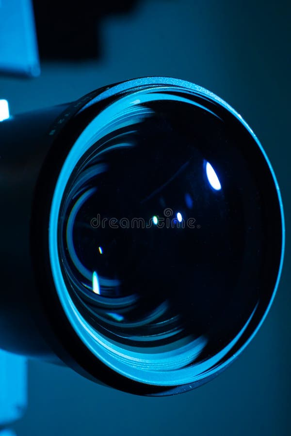 Close-up of a Digital Camera Lens with Dark Light. Copy Space for Text ...