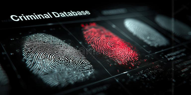 Close Up of Digital Criminal Database Screen Showing Biometric ...