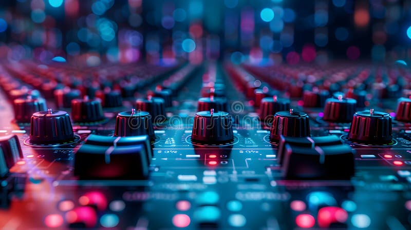 Close-Up of Digital 3D Soundboard with Colorful Lights and Interactive ...