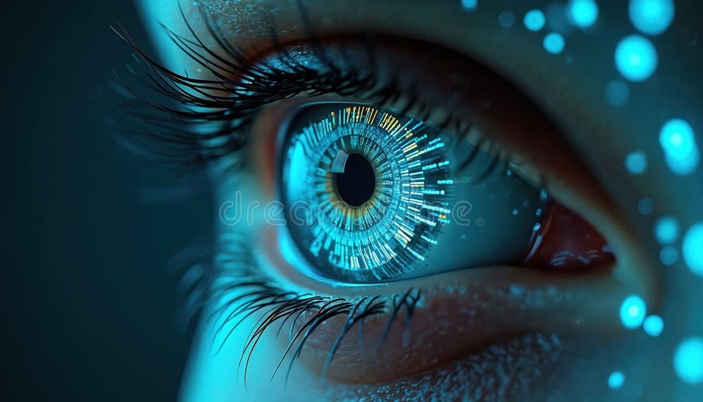 Close-up of Digital Eye with Futuristic Interface. Tech Vision Concept ...