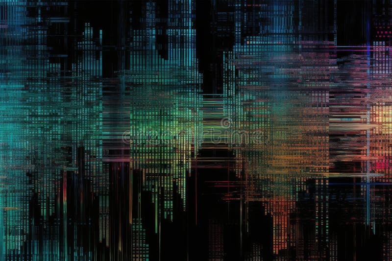 Close-up of Digital Glitch, with Individual Pixels and Lines Visible ...